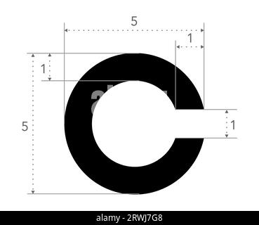 Landolt C Eye Test Chart broken ring medical illustration. Japanese ...