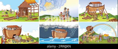Illustrated scenes depicting the biblical story of David and Goliath ...