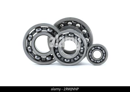 Set of various ball bearings isolated on white background. Car bearings ...