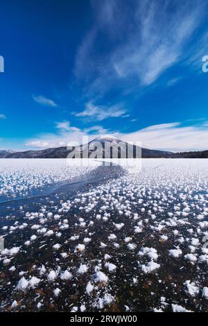 Frostflowers in Lake Akan and Mount Male Akan Stock Photo - Alamy