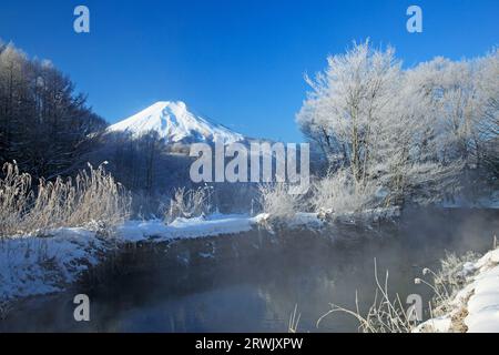 Foggy ice and Mt. Fuji Stock Photo - Alamy