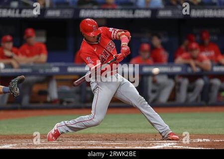 Los Angeles Angels' Logan O'Hoppe gestures after hitting a double ...