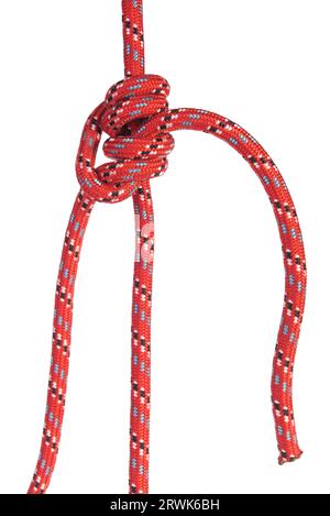 a red climbing rope knotted on a transparent background Stock Photo - Alamy