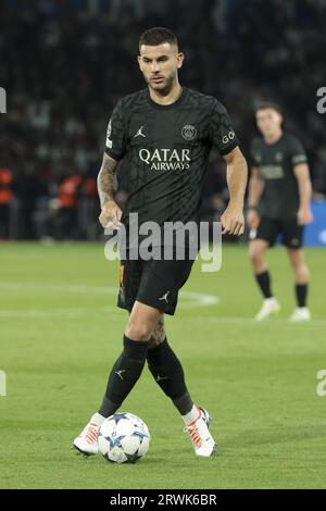 DORTMUND - Lucas Hernandez of Paris Saint Germain has the Adidas logo ...