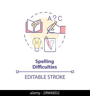2D customizable line icon phonological difficulties concept Stock ...