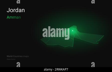 Jordan political map with capital Amman, national borders, important ...