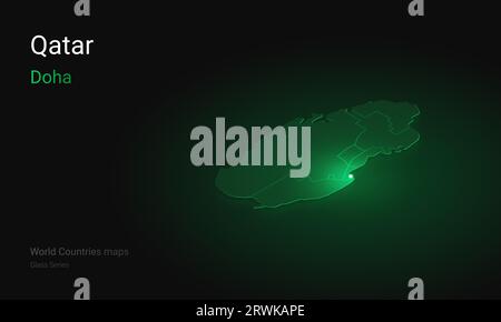 Creative map of Qatar. Political map. Doha. Capital of Qatar. World ...