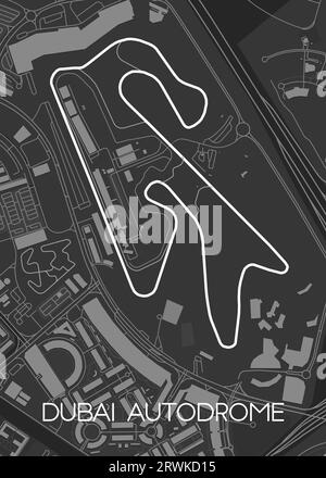 Dubai Autodrome circuit, Dubai. Motorsport race track vector map Stock ...