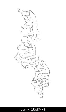 Malawi map design. Country names in different languages and map shape ...