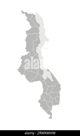 Simple flat Map of Malawi with district borders Stock Vector Image ...