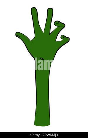 Simple flat cartoon illustration of a zombie peeking from behind the ...