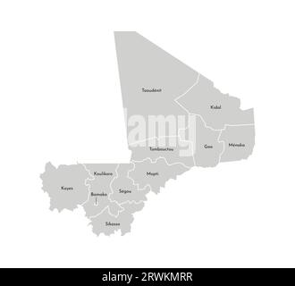 Segou region map of Mali grey illustration silhouette shape Stock ...