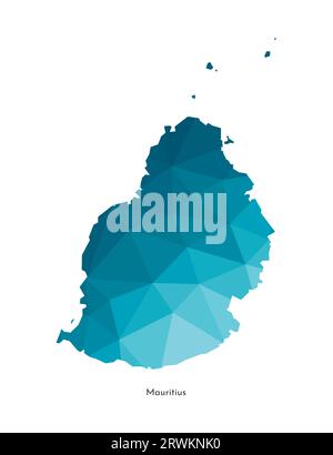 Mauritius country simplified map. White silhouette with thick black ...