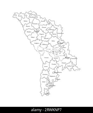 Moldova country simplified map. Black broken outline contour on white ...