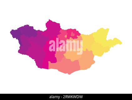 Isolated colored map of Mongolia with borders of the regions Stock ...