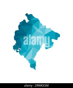 Montenegro country simplified map. Blue silhouette with thick black contour outline isolated on ...