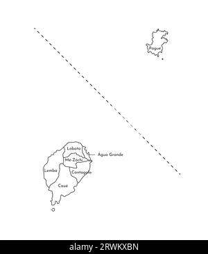Black Sao Tome and Principe map on light grey background. Black Sao ...