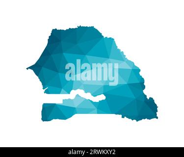Senegal icon. Polygonal map of the country in gradient ring. Round low ...