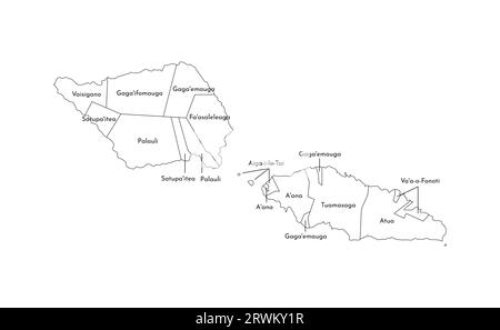 Samoa map, administrative division with names, old paper background ...