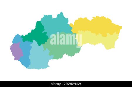 Isolated colored map of Slovakia with borders of the regions Stock ...