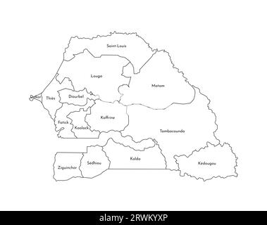 SENEGAL map design. Country names in different languages and map shape ...