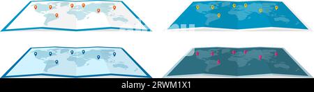 Vector illustration of four-fold world map Stock Vector Image & Art - Alamy