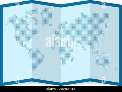 Vector illustration of four-fold world map ( drawn with circular dots ...
