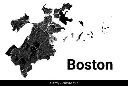 Boston map, American city. Municipal administrative area map with ...