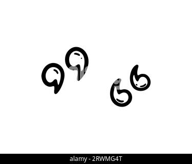 Quotation mark doodle. Sketch comma signs, punctuation marks set. Hand ...