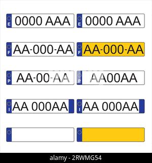 European countries car license plate registration numbers. France and ...