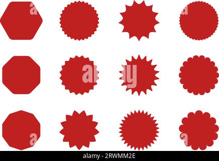 Scalloped round badge or emblem, simple frame decoration icolated on ...