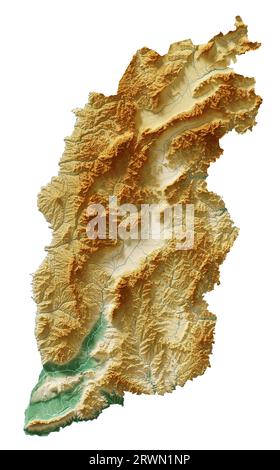 Shanxi, province of China. Elevation map colored in wiki style with ...