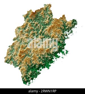 Fujian, province of China. Elevation map colored in wiki style with ...