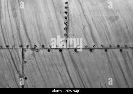 Fuselage metal plate joint. Fragment of an old airplane fuselage Stock ...