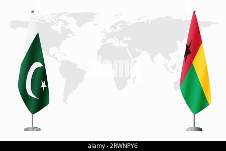 Pakistan and Guinea flags for official meeting against background of ...