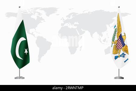 United States and Pakistan flags for official meeting against ...