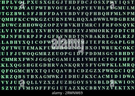 random ASCII Characters on black background of personal computer screen ...
