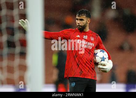 Arsenal goalkeeper David Raya warming up ahead of the Carabao Cup ...