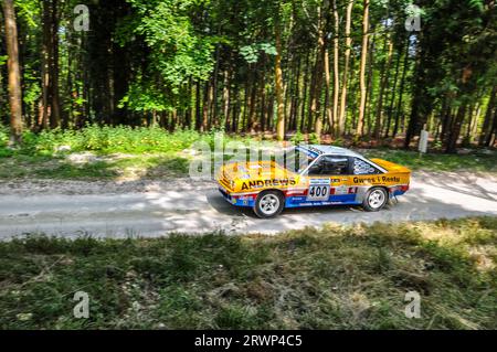 Opel Manta B 400 rally car on the rally stage at the Goodwood Festival ...