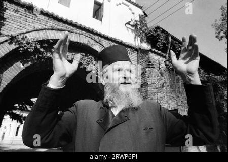 Bucharest, Romania, 1992. Elderly monk at Plumbuita Monastery Stock ...
