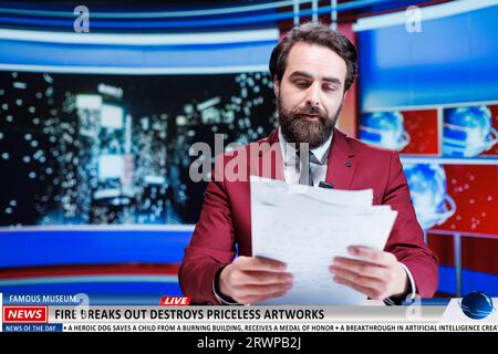 Anchorman reveals museum on fire breaking news, many artifacts and ...