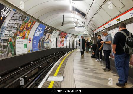 An empty London Underground platform at Bank station, on the Northern ...