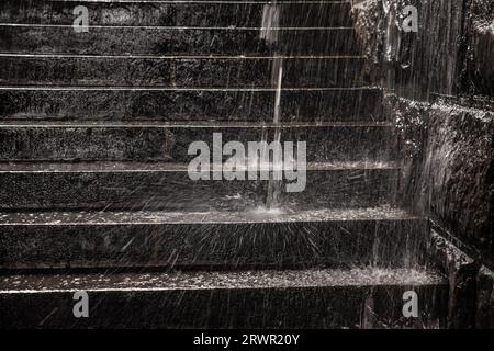 Picture of water splashing all over stairs and steps in Belgrade ...