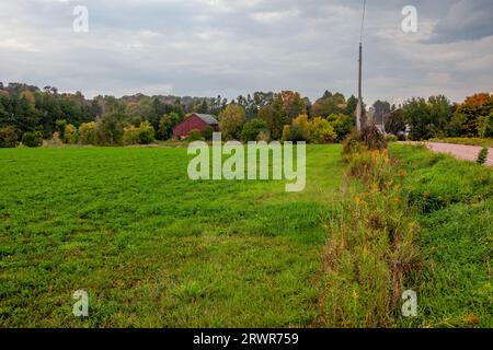 Wisconsin farmland and trees starting to change color in September ...
