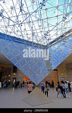 Pyramid structure standing over the Louvre Museum in Paris France Stock ...