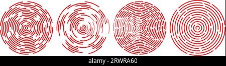 Red concentric ripple circles. Sonar or sound wave rings. Epicentre ...
