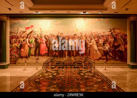A huge North Korean mural painting of former Syrian President Hafez al ...