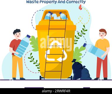 Waste Properly And Correctly Vector Illustration with Demonstration of ...