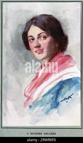 A portrait of a young Irish woman, or 'colleen,' from the 1890s. She is ...