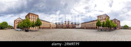 Baroque castle Mannheim, panorama photo, courtyard of honour and ...